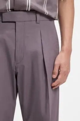 BOSS Relaxed-fit Stretch Cotton Trousers With Pleats