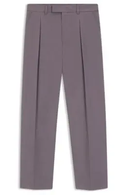 BOSS Relaxed-fit Stretch Cotton Trousers With Pleats