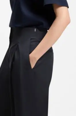 BOSS Relaxed-fit Cropped Stretch Cotton Culottes