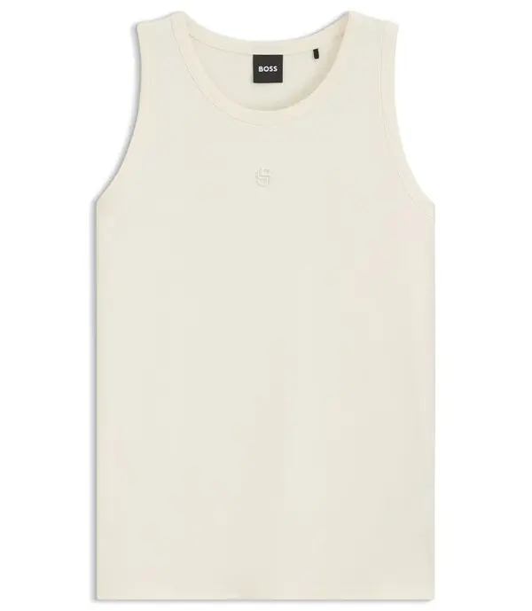 BOSS Slim-fit Embroidered Cotton Tank Top