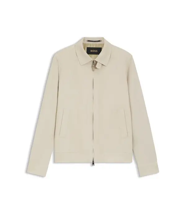 BOSS Slim-fit Jacket In Linen - White