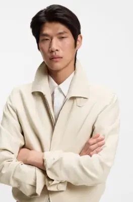 BOSS Slim-fit Linen Bomber Jacket With Wing Collar