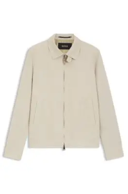 BOSS Slim-fit Linen Bomber Jacket With Wing Collar