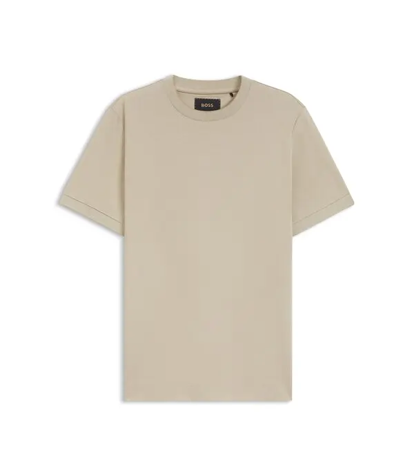 BOSS Lux Cotton T-shirt With Fine-line Collar