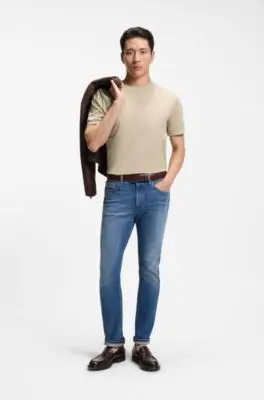 BOSS Lux Cotton T-shirt With Fine-line Collar