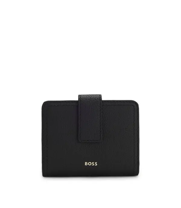 BOSS Leather Wallet With Logo Lettering - Black