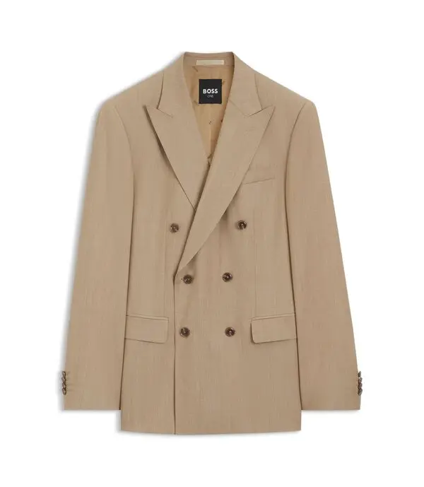 BOSS Slim-fit Jacket In Virgin Wool Serge - Beige