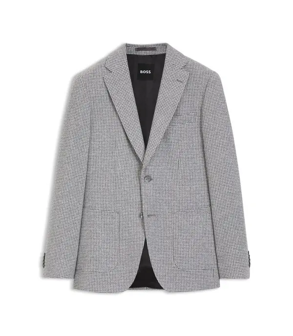 BOSS Slim-fit Jacket In Micro-patterned Fabric - Light Grey