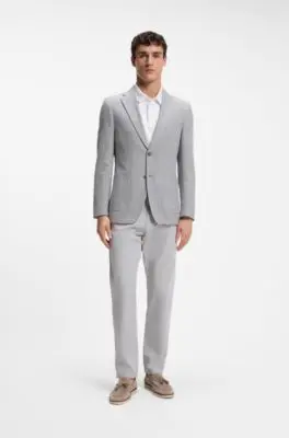 BOSS Slim-fit Jacket In Micro-patterned Fabric With Notch Lapels