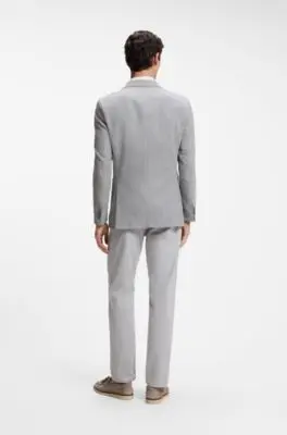 BOSS Slim-fit Jacket In Micro-patterned Fabric With Notch Lapels