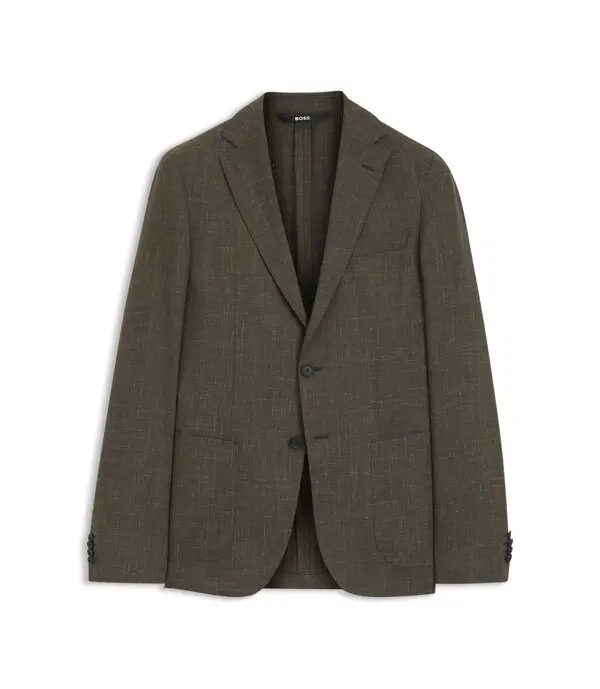 BOSS Slim-fit Jacket In Virgin Wool And Linen - Light Green