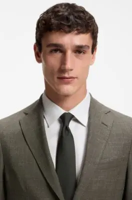 BOSS Slim-fit Virgin Wool And Linen Jacket - Light Green