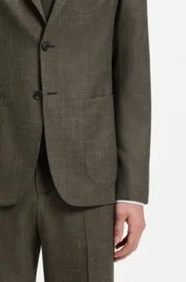 BOSS Slim-fit Virgin Wool And Linen Jacket - Light Green