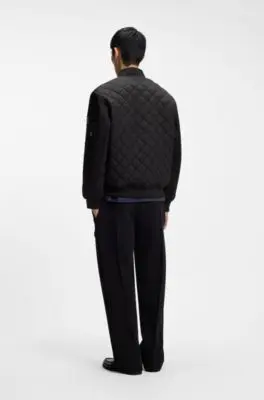 Hugo Water-repellent Diamond Quilted Jacket With Mixed Materials