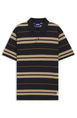Hugo Regular-fit Polo In Cotton Pique With Engineered Stripes