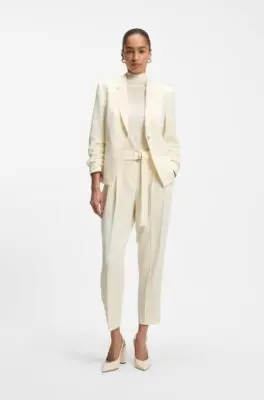 BOSS Tapered-fit Crepe Belted Pants