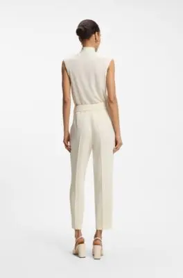 BOSS Tapered-fit Crepe Belted Pants