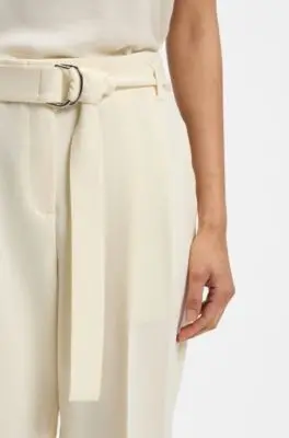 BOSS Tapered-fit Crepe Belted Pants