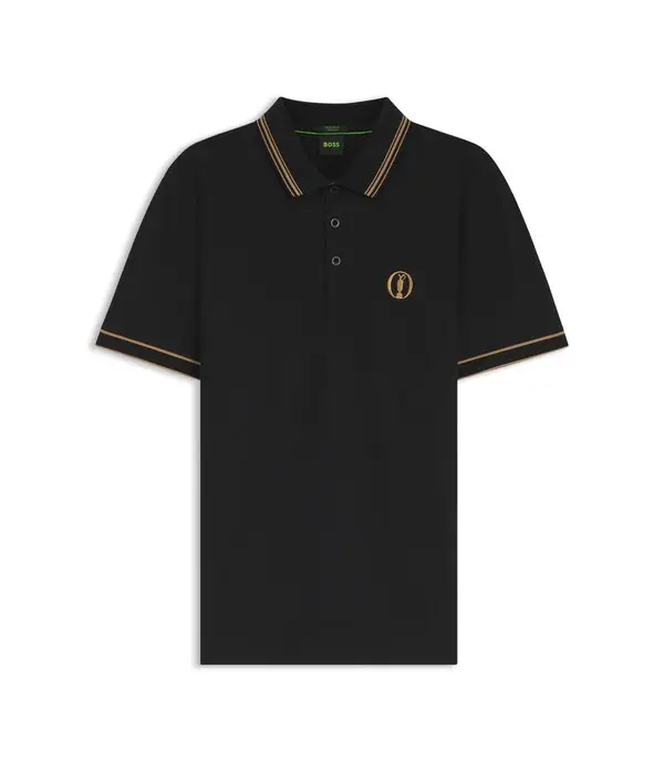 BOSS The Open Active Paddy Polo Shirt In Performance Pique - Black