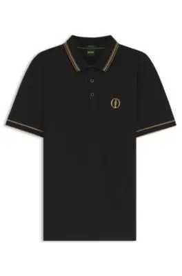 BOSS The Open Active Paddy Polo Shirt In Performance Pique - Black