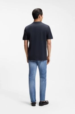 BOSS Regular-fit T-shirt In Striped Cotton - Dark Blue