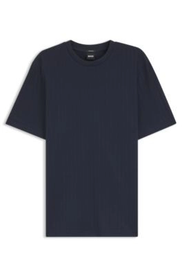 BOSS Regular-fit T-shirt In Striped Cotton - Dark Blue