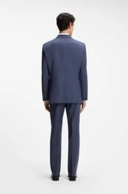 BOSS Two-piece Regular-fit Suit In Mélange Stretch Wool