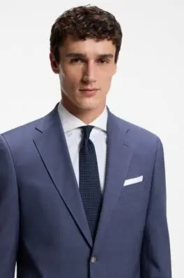 BOSS Two-piece Regular-fit Suit In Mélange Stretch Wool