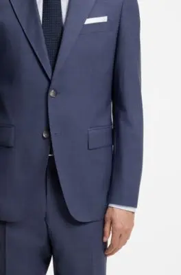 BOSS Two-piece Regular-fit Suit In Mélange Stretch Wool
