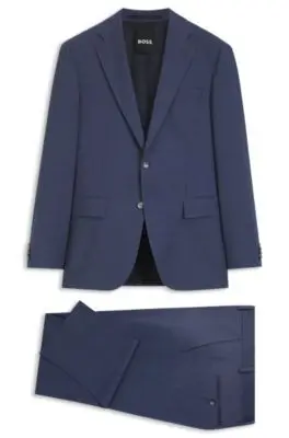 BOSS Two-piece Regular-fit Suit In Mélange Stretch Wool