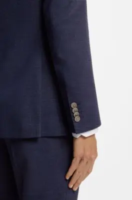 BOSS Slim-fit Blazer In Mélange Stretch Fabric - Dark Blue