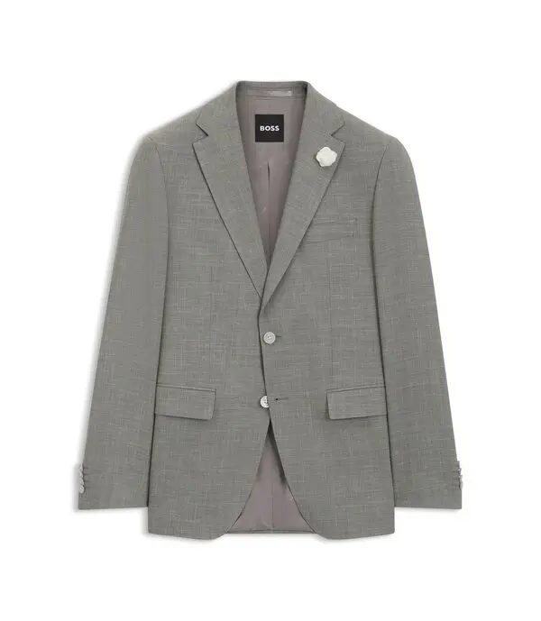 BOSS Slim-fit Blazer In Mélange Stretch Fabric - Light Green