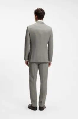 BOSS Slim-fit Blazer In Mélange Stretch Fabric - Light Green