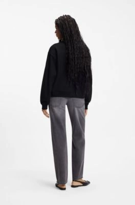 Hugo Cotton Terry Sweatshirt With Heart Logo - Black
