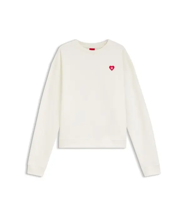 Hugo Cotton Terry Sweatshirt With Heart Logo - White