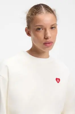 Hugo Cotton Terry Sweatshirt With Heart Logo - White