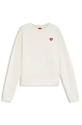 Hugo Cotton Terry Sweatshirt With Heart Logo - White