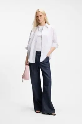 Hugo Oversized Blouse With Burnout Heart Print