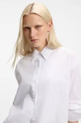 Hugo Oversized Blouse With Burnout Heart Print