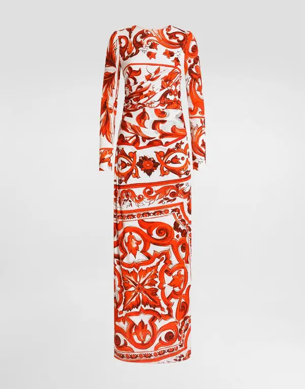 Dolce & Gabbana Majolica-print Organzine Long Dress - Multicolor