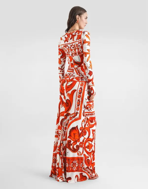 Dolce & Gabbana Majolica-print Organzine Long Dress