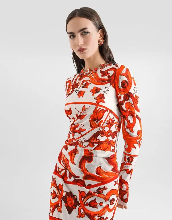 Dolce & Gabbana Majolica-print Organzine Long Dress