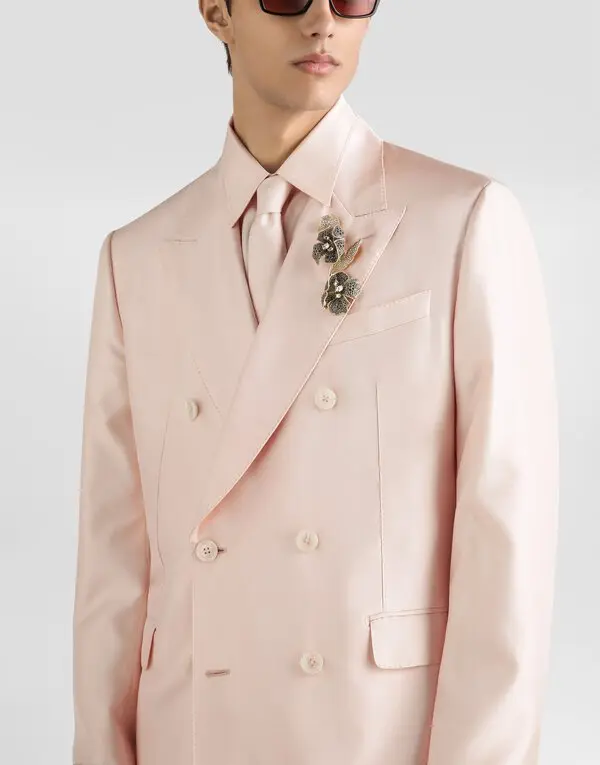 Dolce & Gabbana Sicilia Light Double-breasted Silk Twill Jacket - Pink