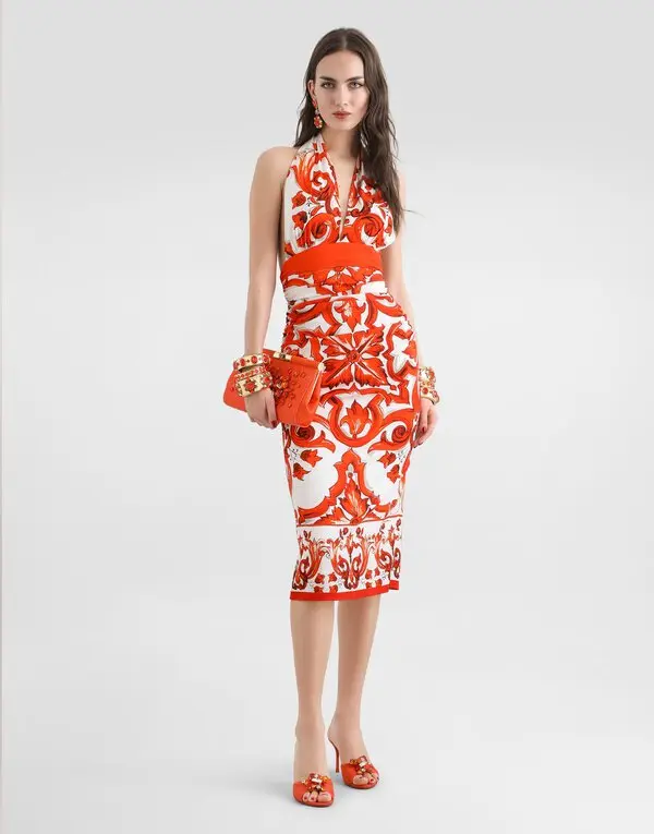 Dolce & Gabbana Majolica-print Charmeuse Maxi Dress