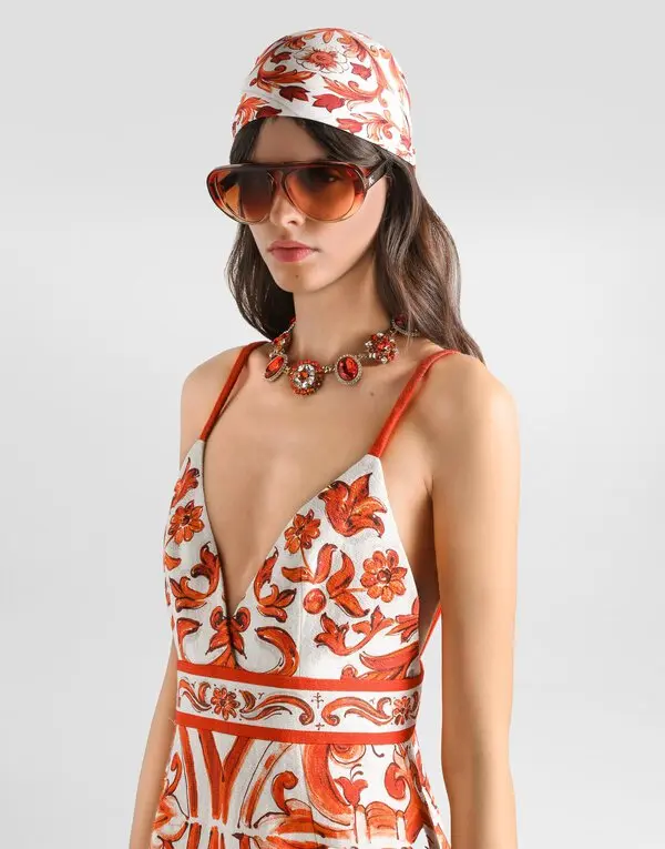 Dolce & Gabbana Majolica Print Mat Dress