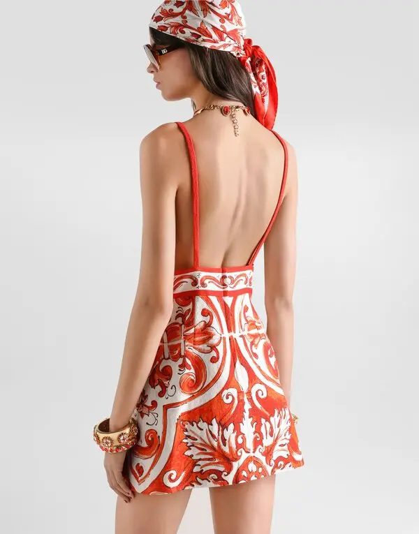 Dolce & Gabbana Majolica Print Mat Dress
