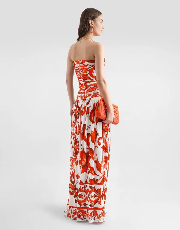 Dolce & Gabbana Majolica-print Organzine Long Dress
