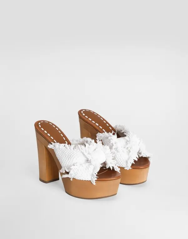 Dolce & Gabbana Raffia Wedge Platform Sandals