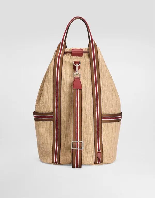Dolce & Gabbana Essenza Backpack In Raffia And Calfskin