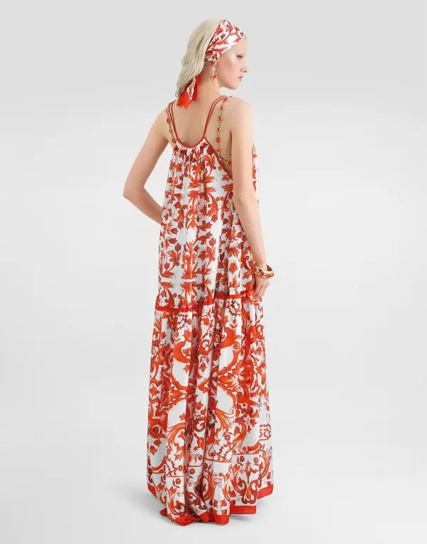 Dolce & Gabbana Majolica-print Habotai Maxi Dress